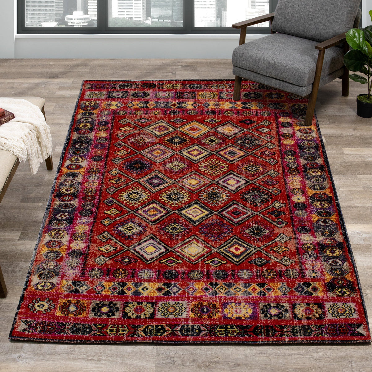 Sara Tribal Border Rug by Kalora Interiors | Cheap Rugs Canada – Devos Furniture Inc.