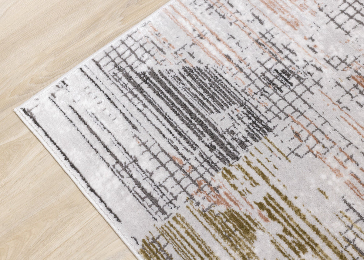 Darcy Grey Pink Green Distressed Angular Plush Rug by Kalora Interiors ...