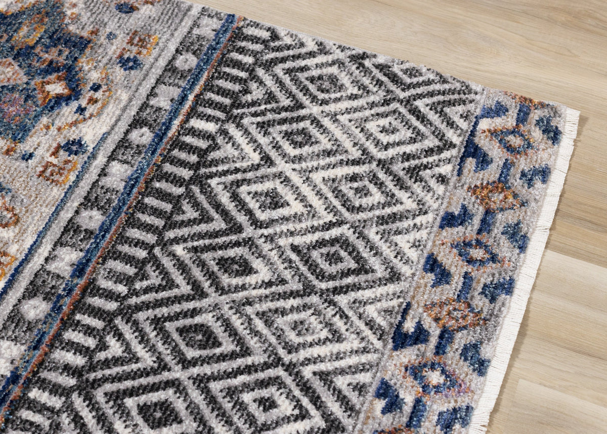 Evora Grey Blue Orange Southwest Area Rug Kalora Interiors | Cheap Rugs ...