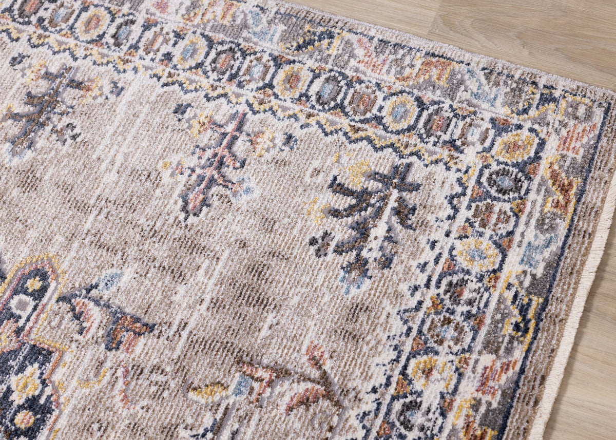 Evora Beige Rust Blue Contemporary Medallion Rug by Kalora Interiors ...