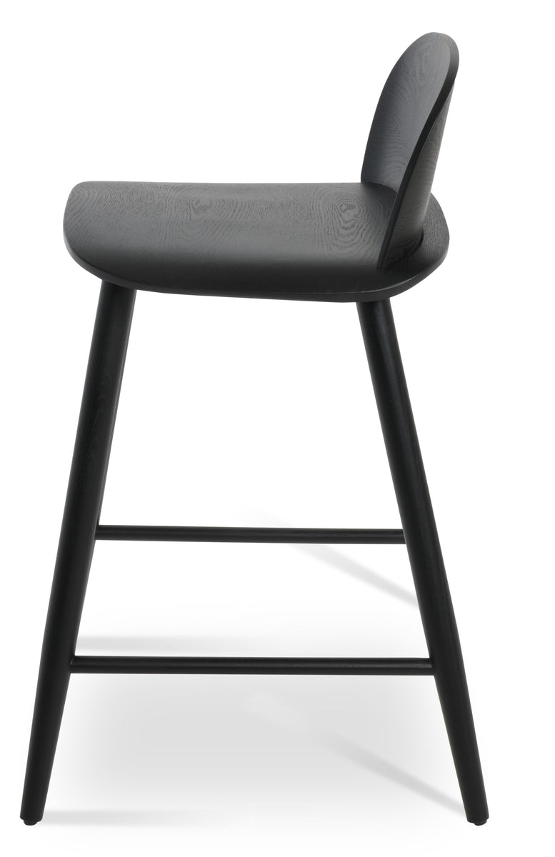 Janelle - Wood Stools with Black Finished Wood Seat and Base by BNT so ...