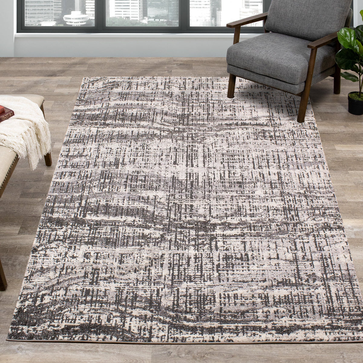 Lyric Grey White Distressed Curvy Rug by Kalora Interiors | Cheap Rugs ...