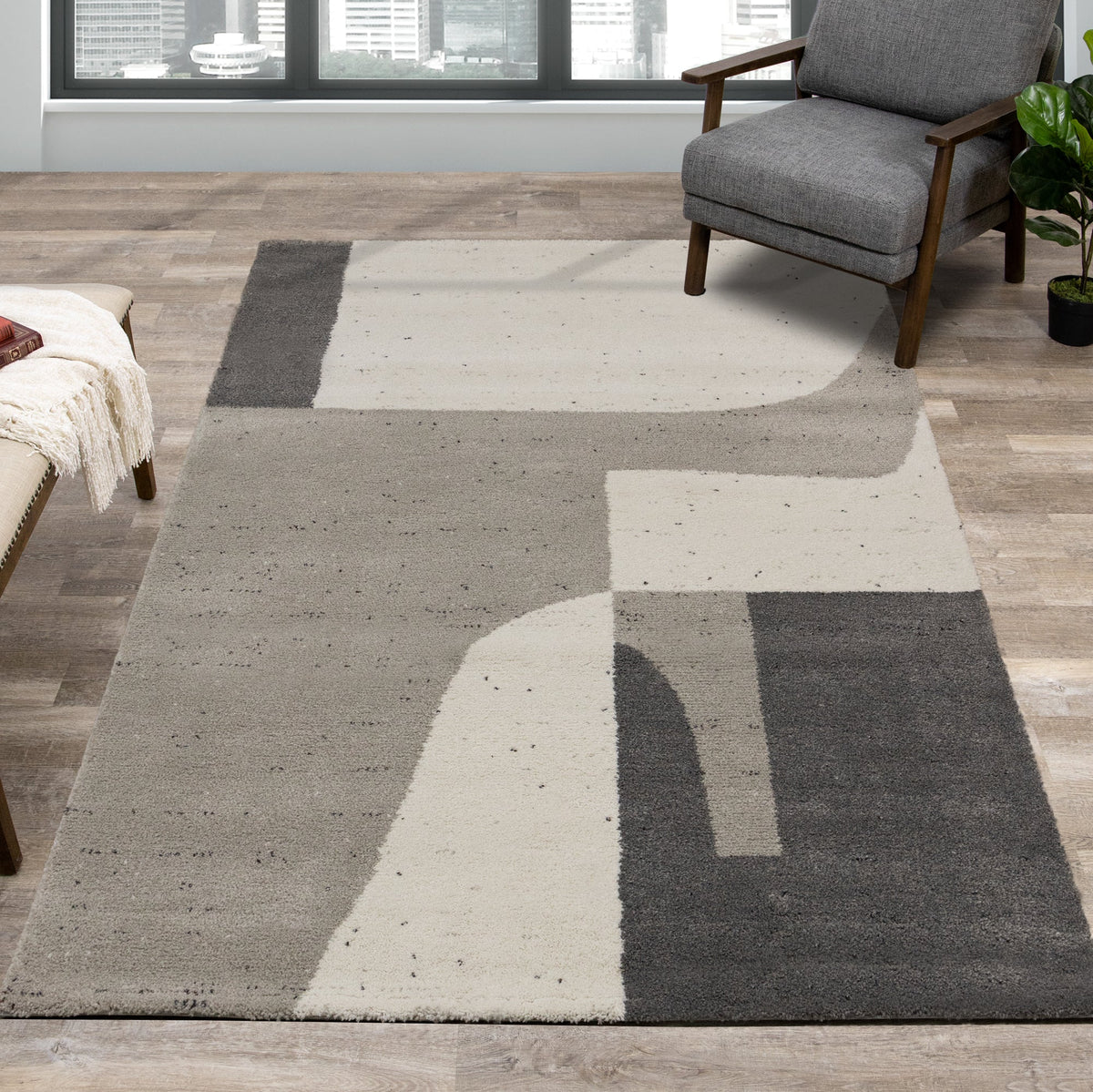 Ravine Cream Grey Geometric Rug by Kalora Interiors | Cheap Rugs Canada ...