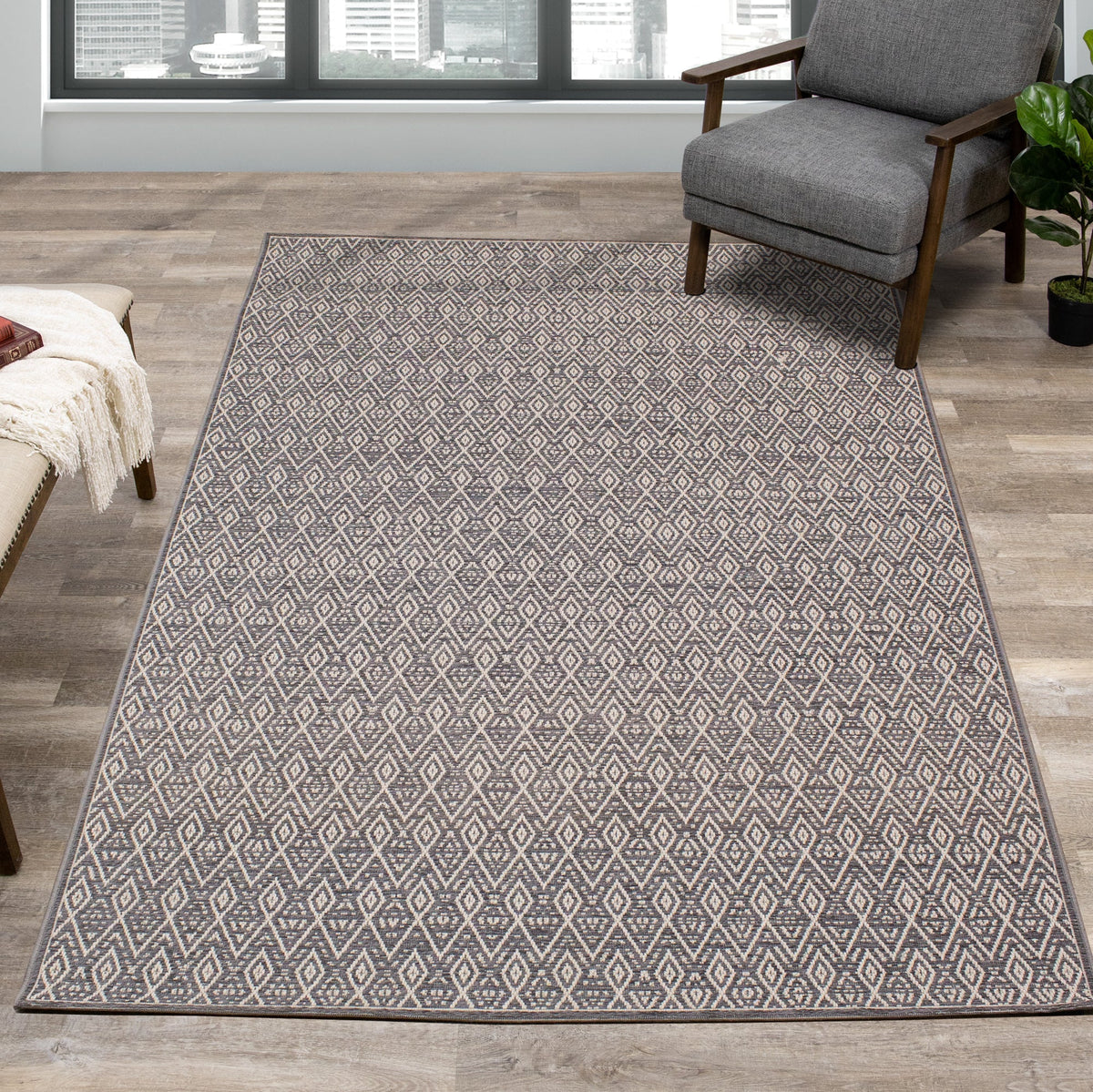 Vista Grey Cream Tribal Indoor/Outdoor Rug by Kalora Interiors | Cheap Rugs Canada – Devos ...