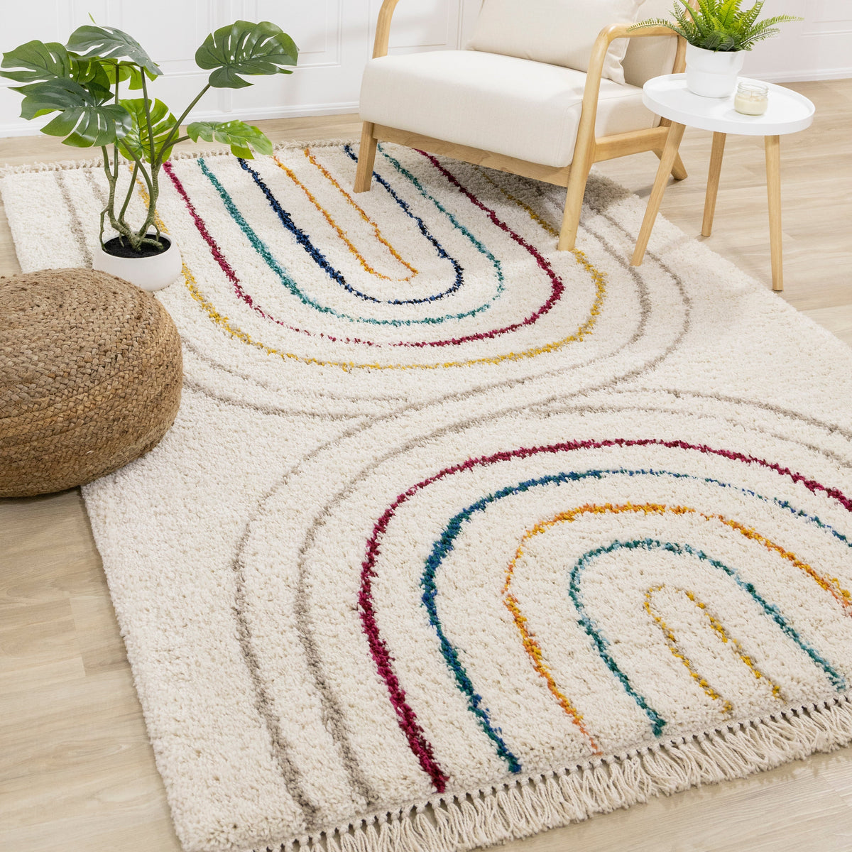 Bora Double Rainbow Shag Rug by Kalora Interiors | Cheap Rugs Canada ...
